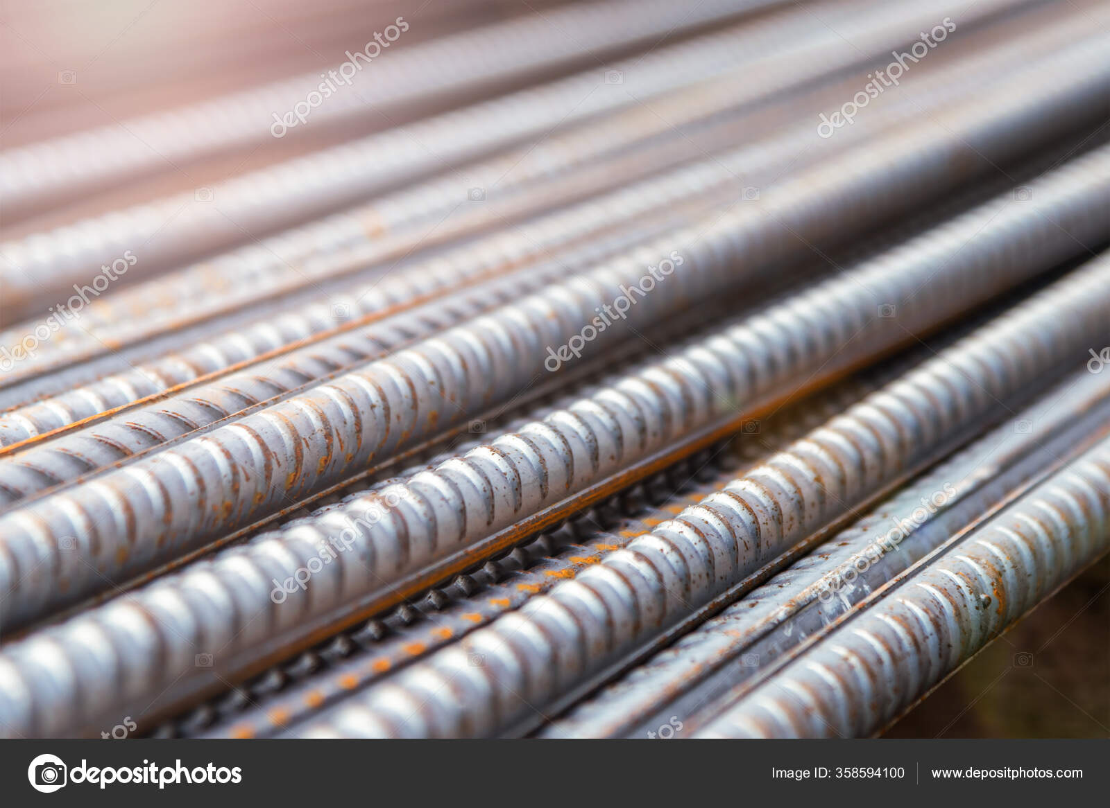Reinforcing steel bar background, shallow depth of field — Stock Photo ...