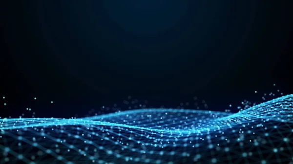 Abstract 3d rendering dots and lines. Technology background. Big data visualization. Artificial ...