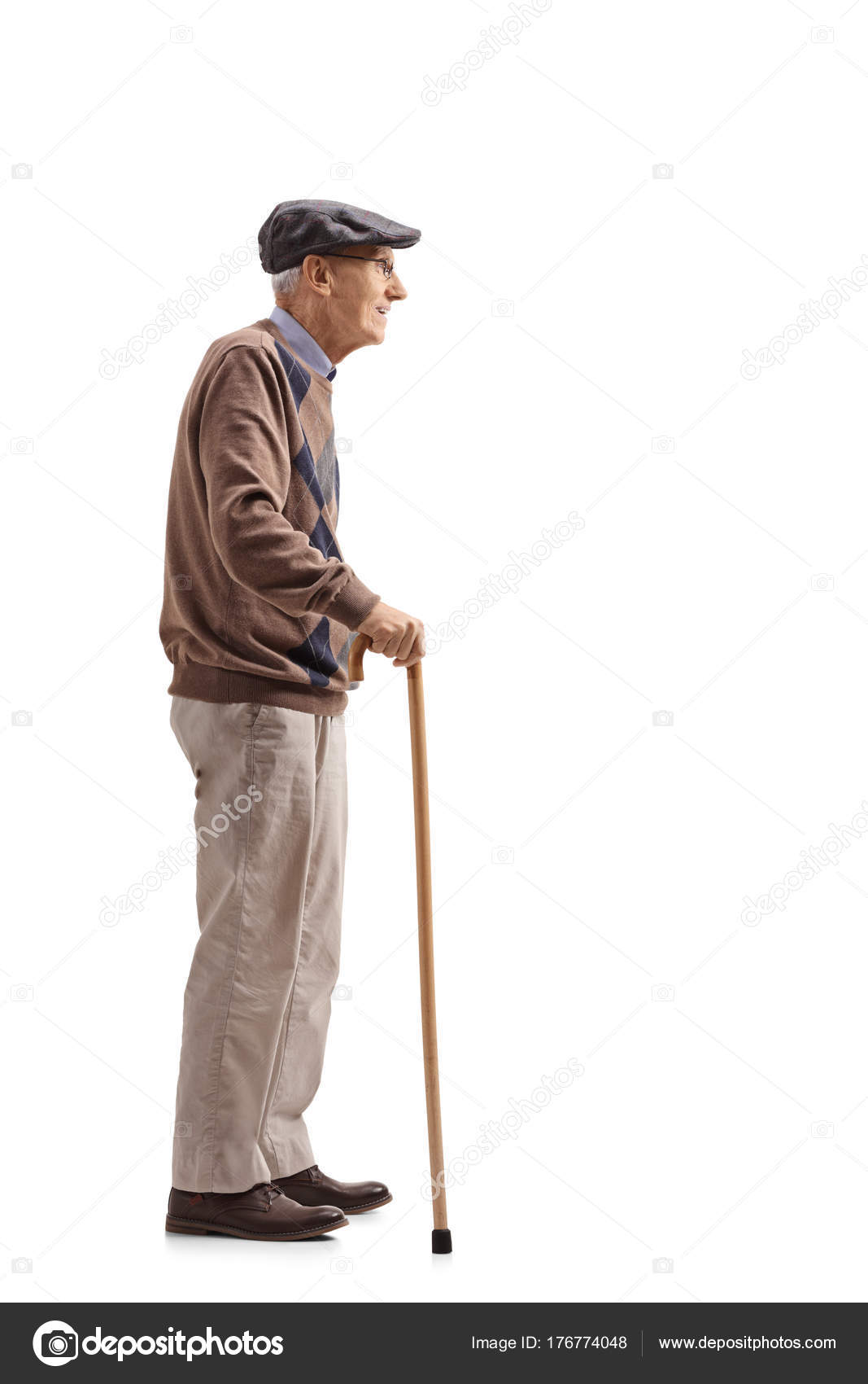 Senior with a cane waiting in line Stock Photo by ©ljsphotography 176774048