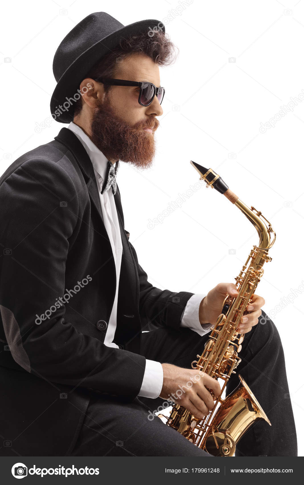 Músico de jazz con saxofón: fotografía de stock © ljsphotography ...