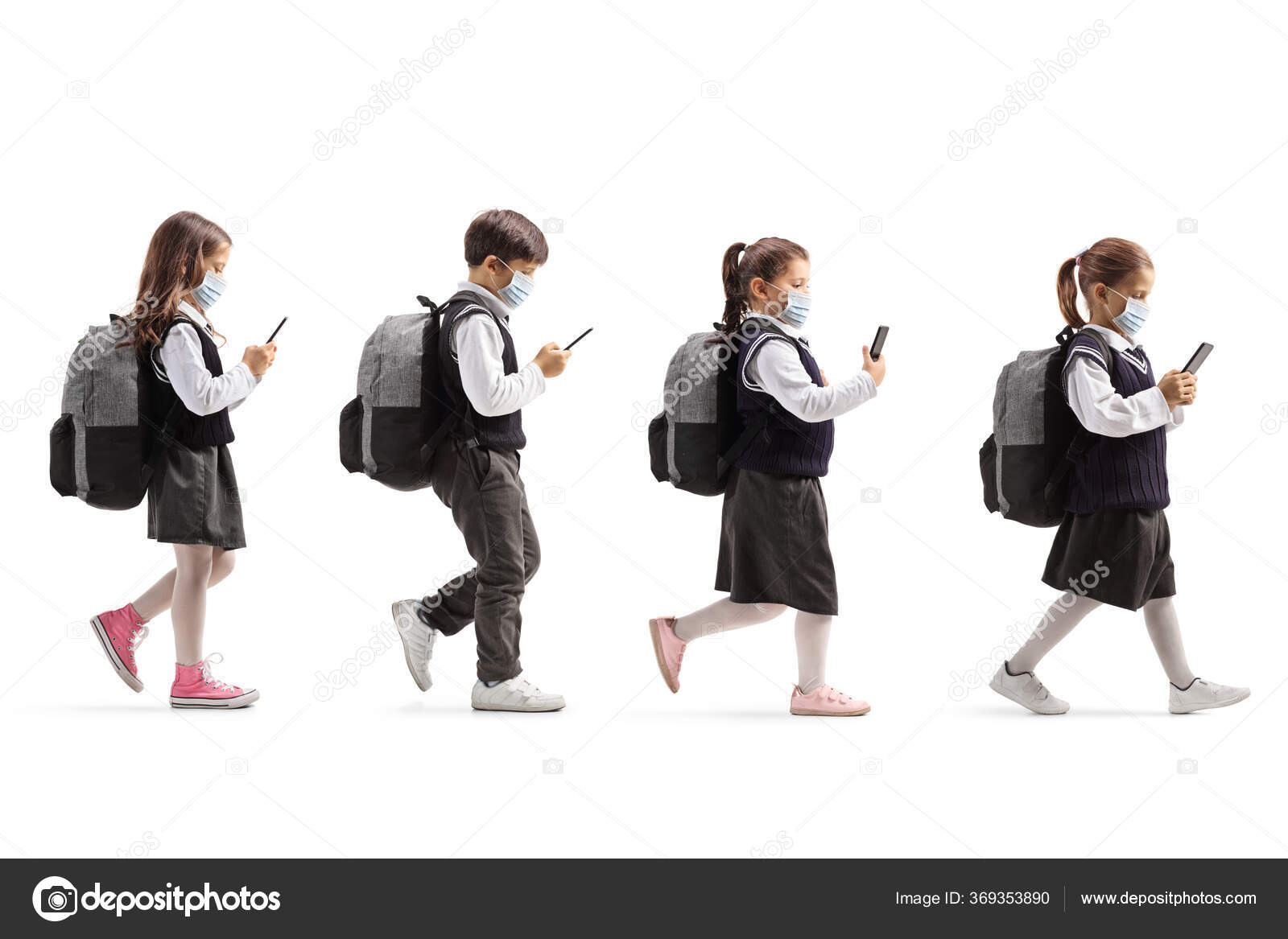School Children Walking In Line