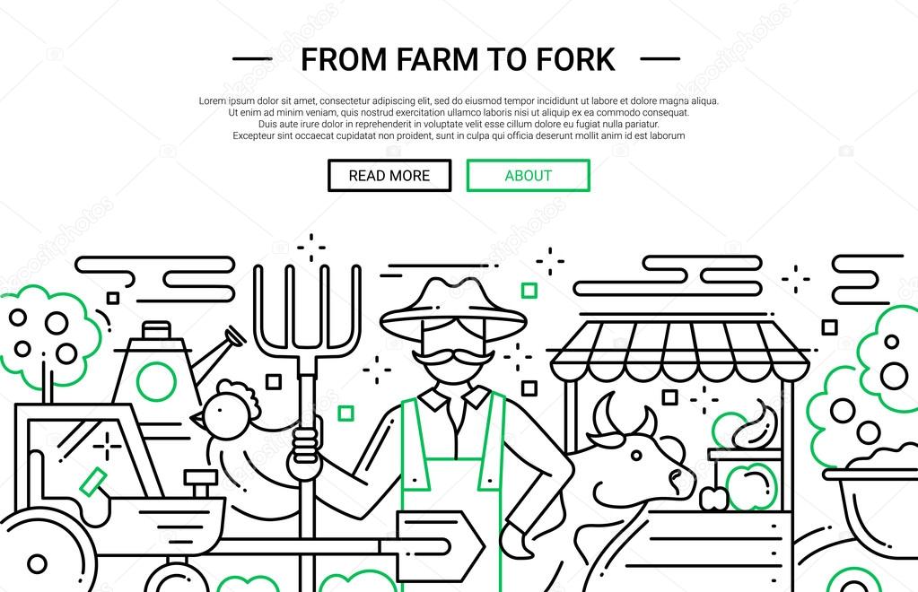 From Farm to Fork - line design website banner Stock Vector Image by ...