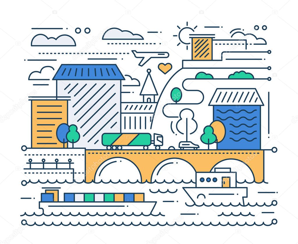 City Life - line design composition Stock Vector by ©Boyko.Pictures ...