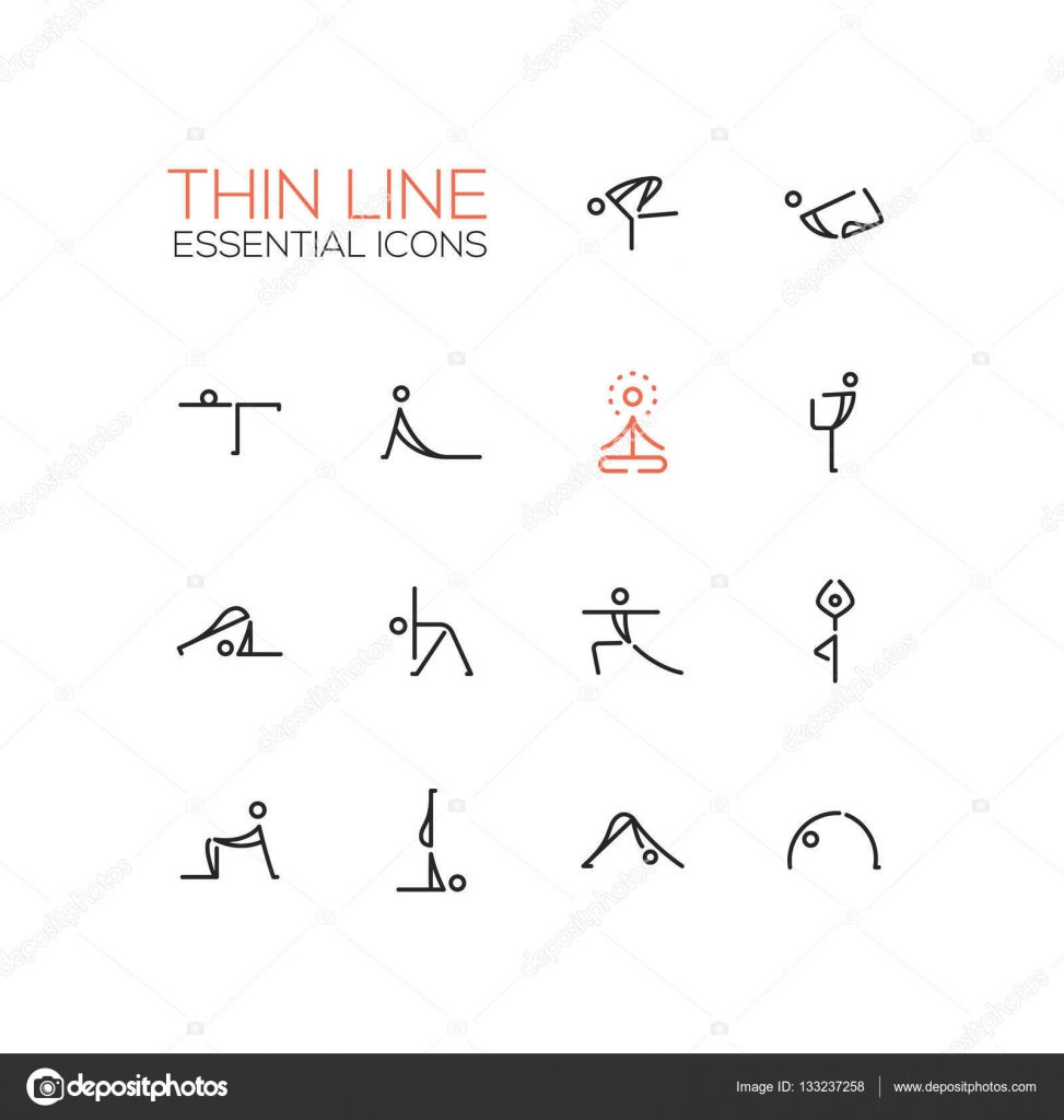 Yoga Poses - Thin Single Line Icons Set Stock Vector Image by ©Boyko ...