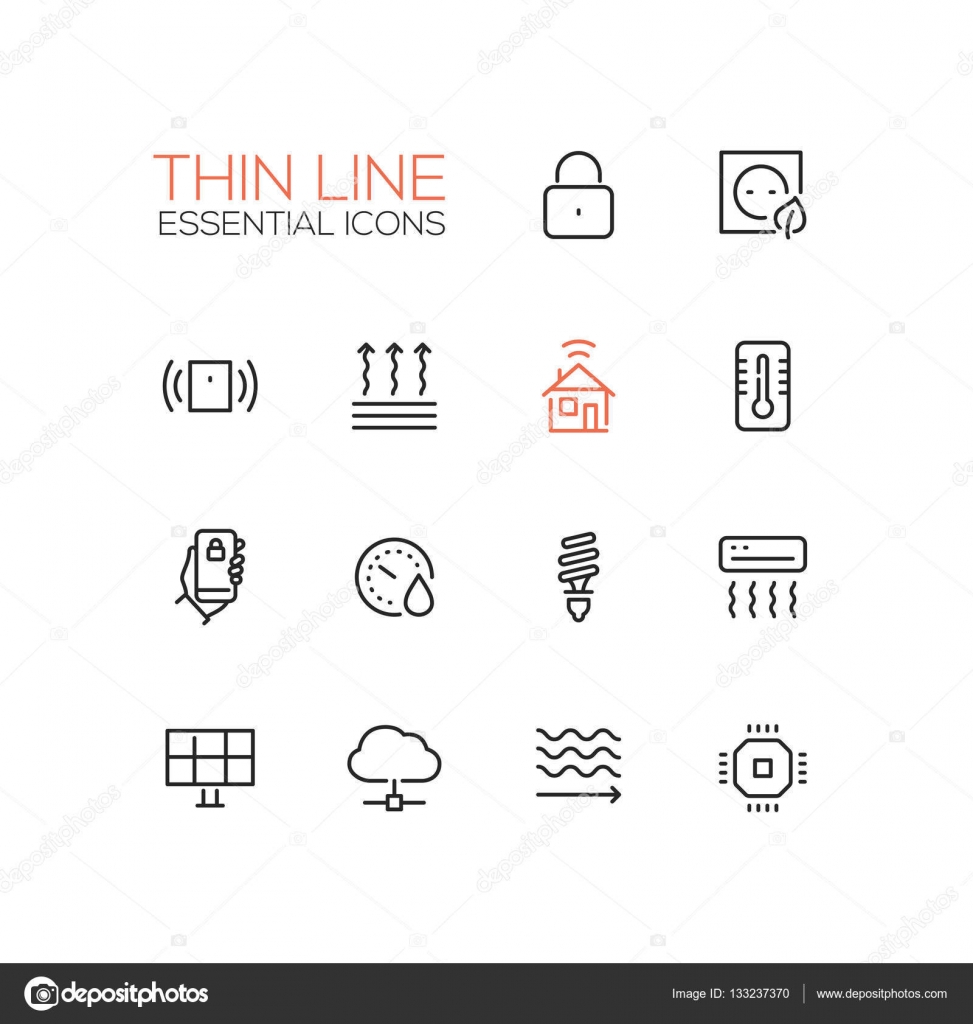 Smart House - Thin Single Line Icons Set Stock Vector Image by ©Boyko ...