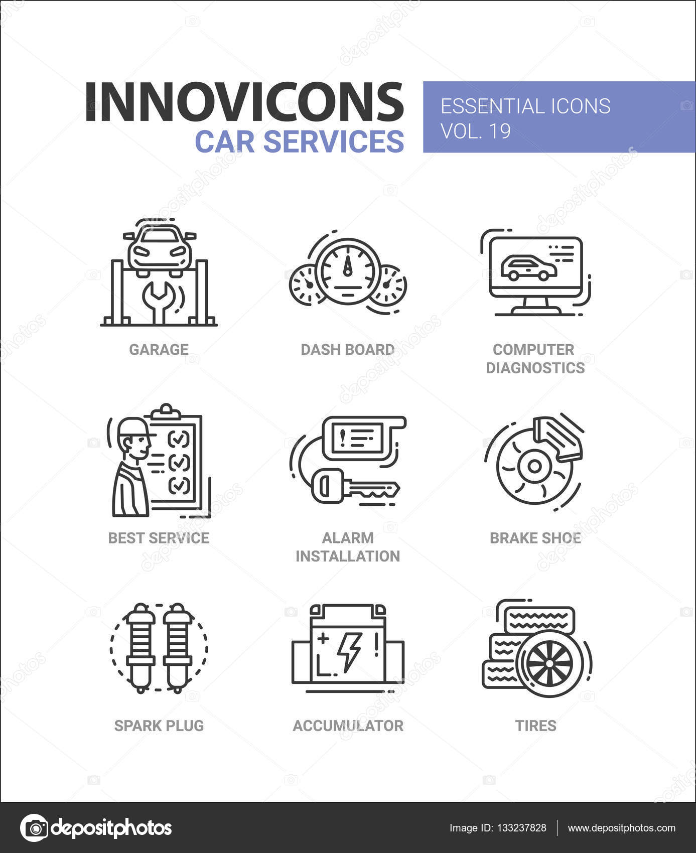 Car Services modern thin line design icons and pictograms Stock Vector ...