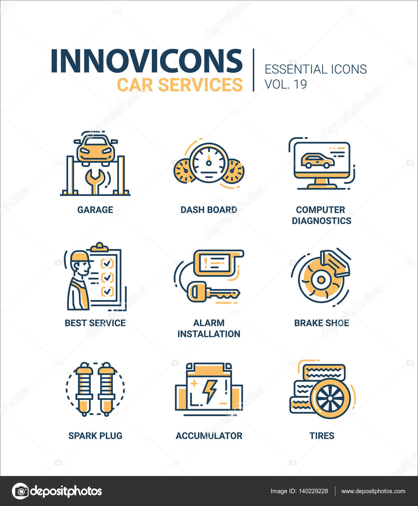 Car Services modern thin line design icons and pictograms Stock Vector ...
