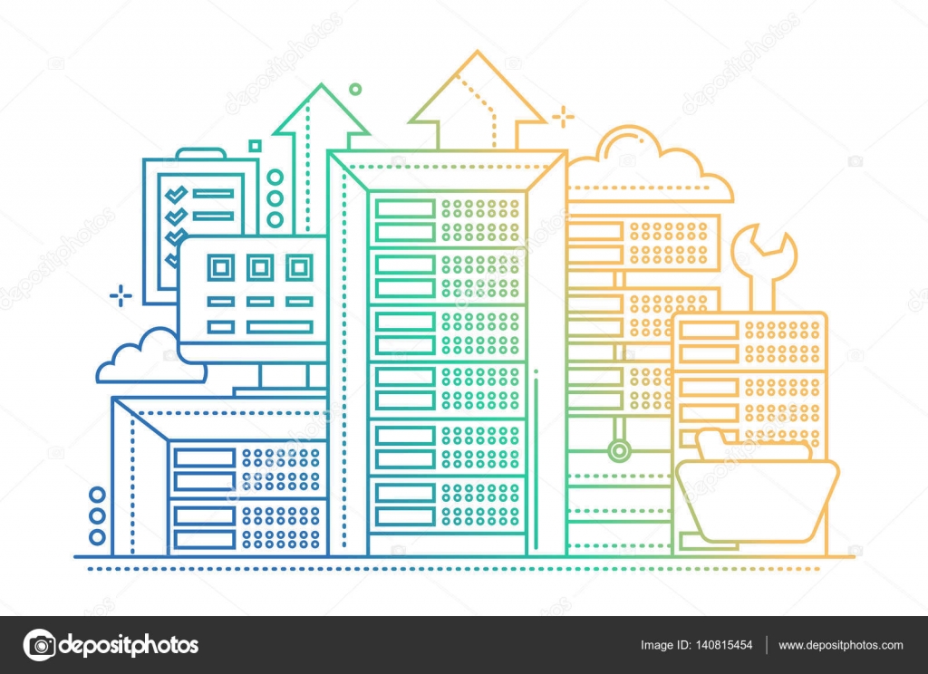 Servers - line design website banner Stock Vector Image by ©Boyko ...