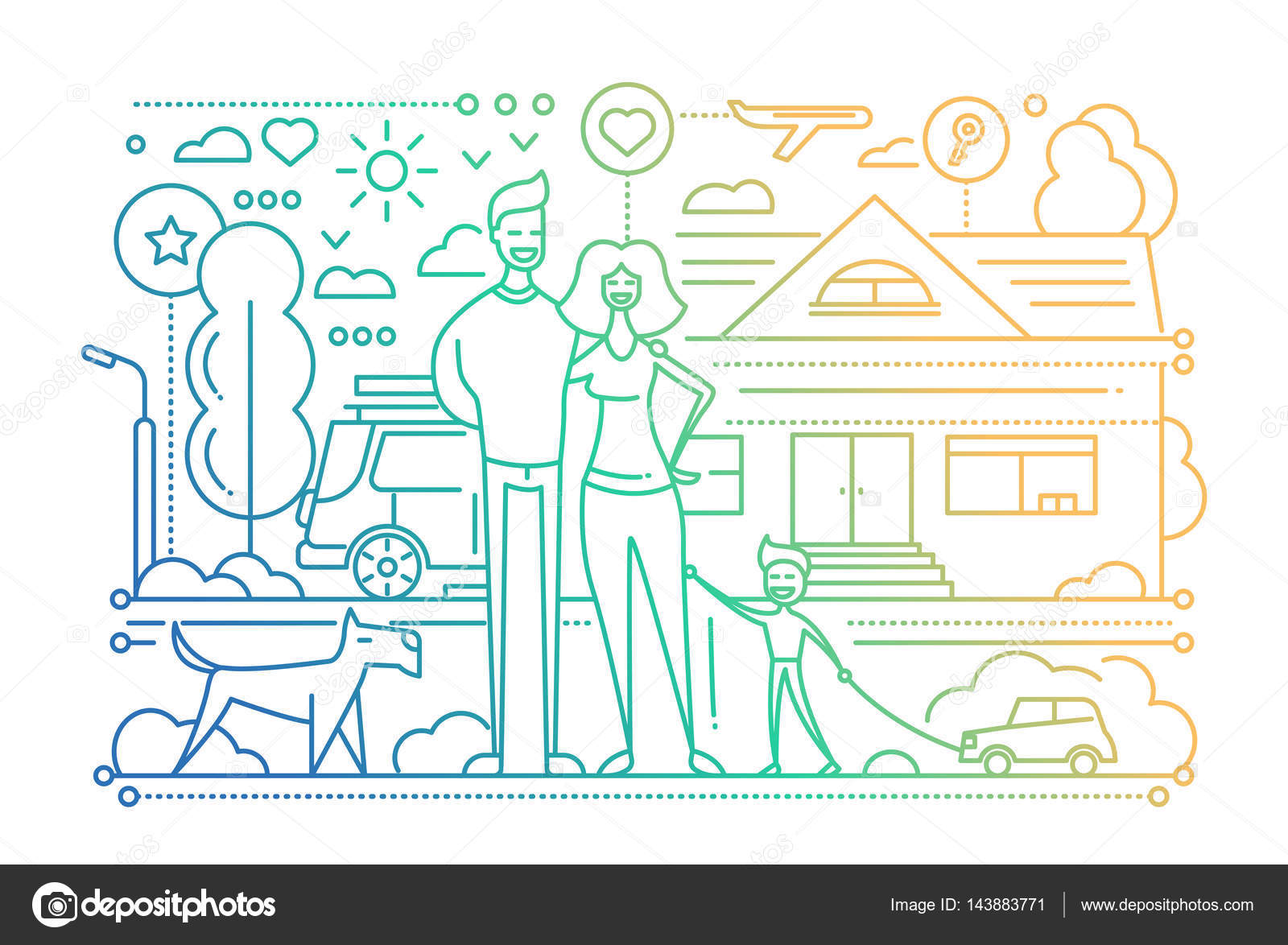 Family Life - line design composition Stock Vector by ©Boyko.Pictures ...