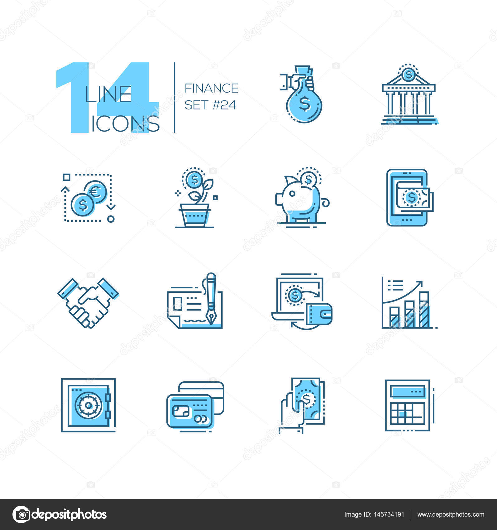 Finance - coloured modern single line icons set — Stock Vector © Boyko ...