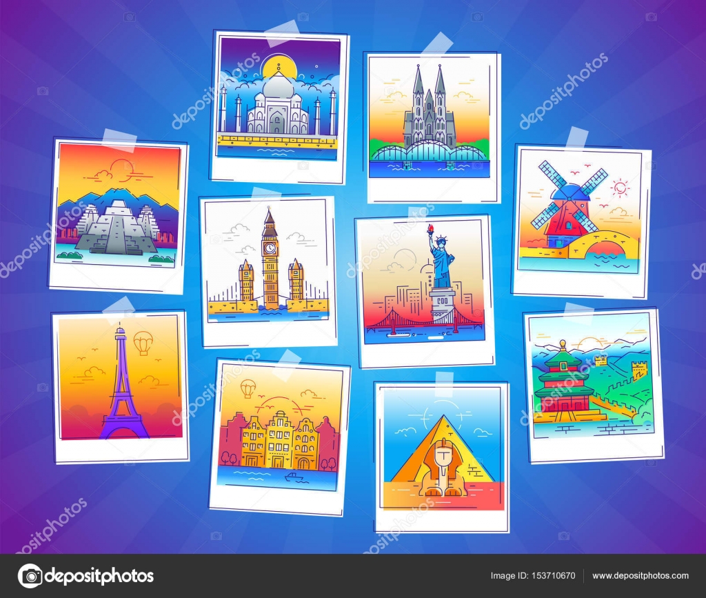 Tour Photos - vector line travel illustration Stock Vector by ©Boyko ...