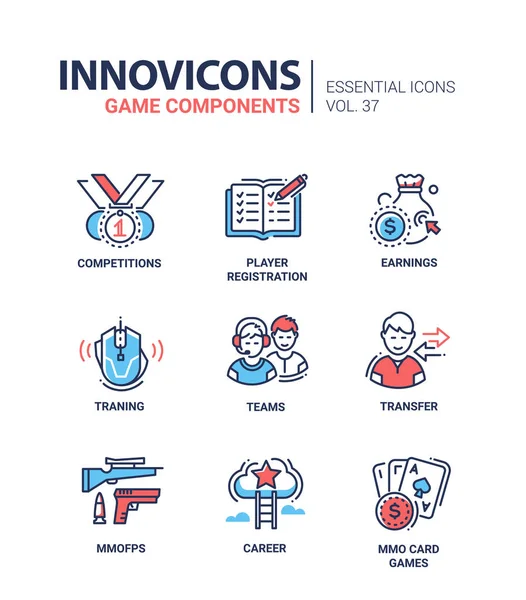 Game Components - modern vector line design icons set. Stock Vector ...