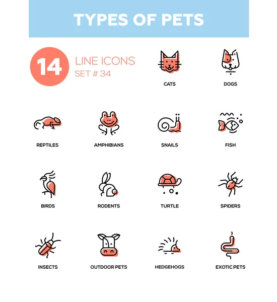 Types of pets - modern vector single line icons set Stock Vector Image ...