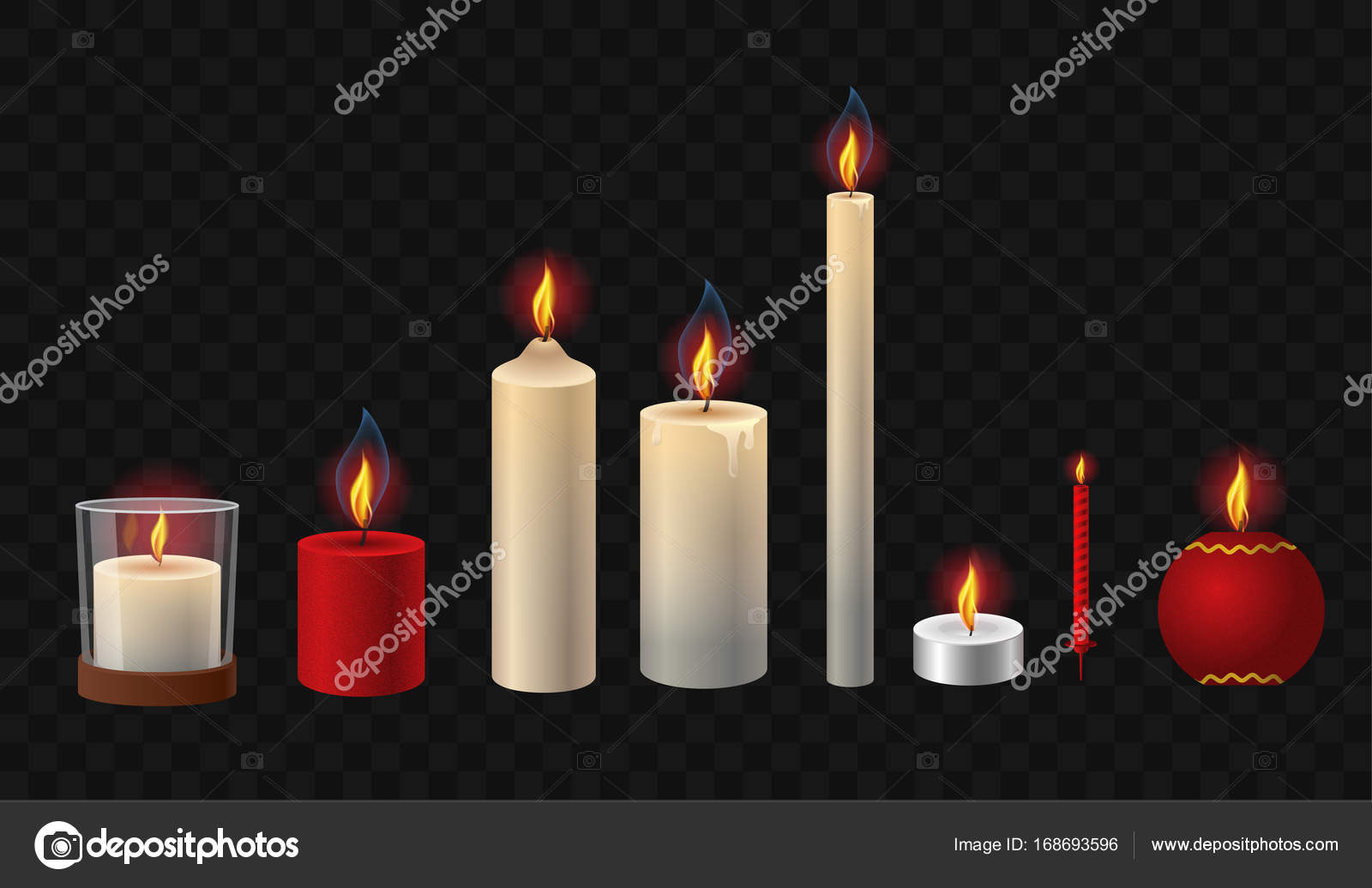 Bougies brûlantes - ensemble réaliste de cliparts isolés vectoriels d ...