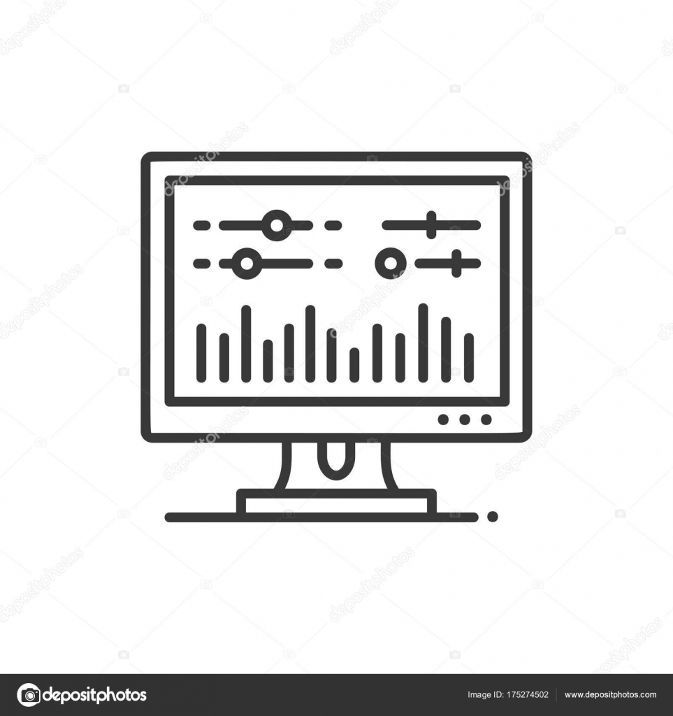 Mixing at recording studio - line design single isolated icon Stock ...