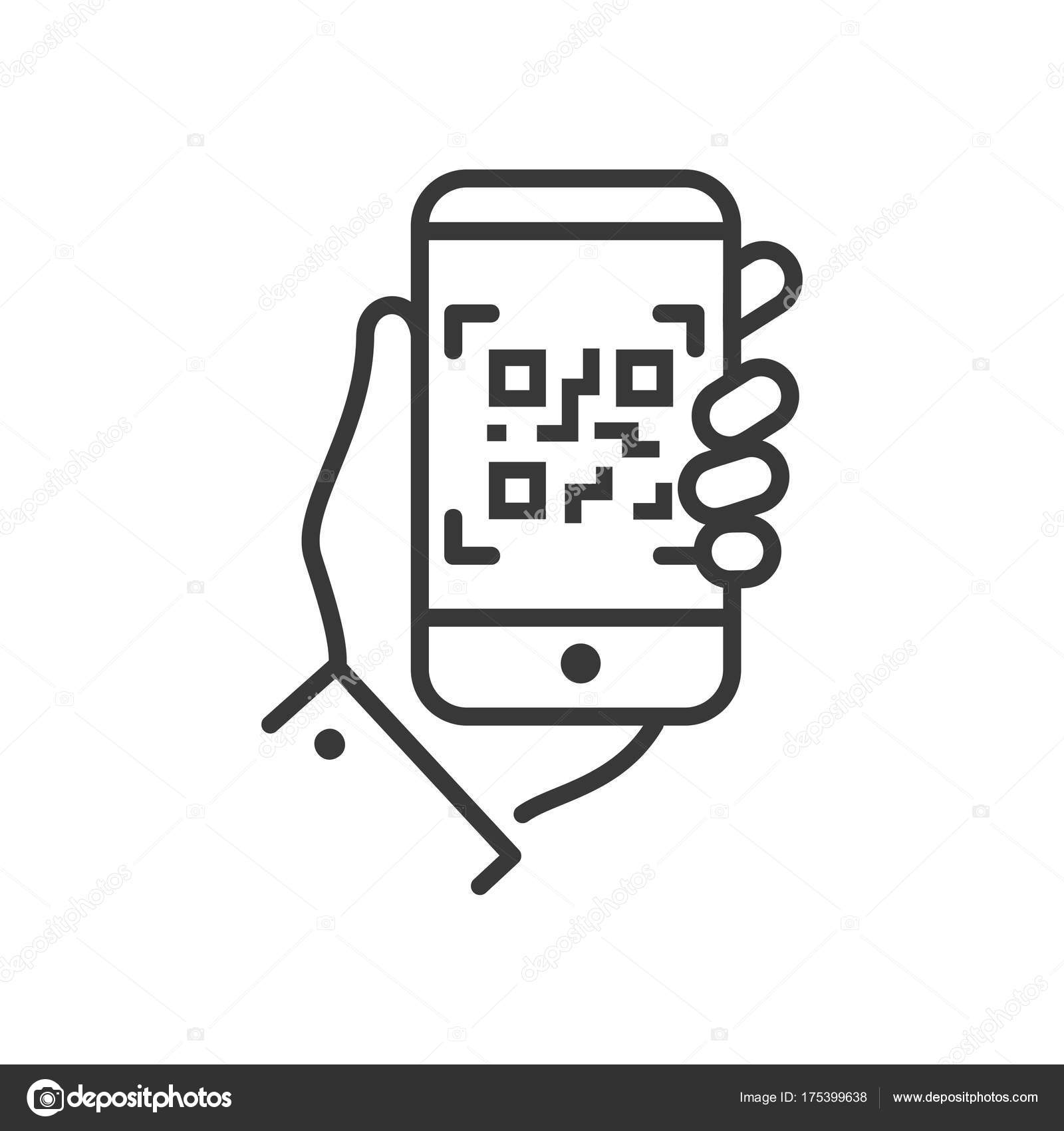 Сканер QR-кода - единый изолированный значок векторное изображение ...