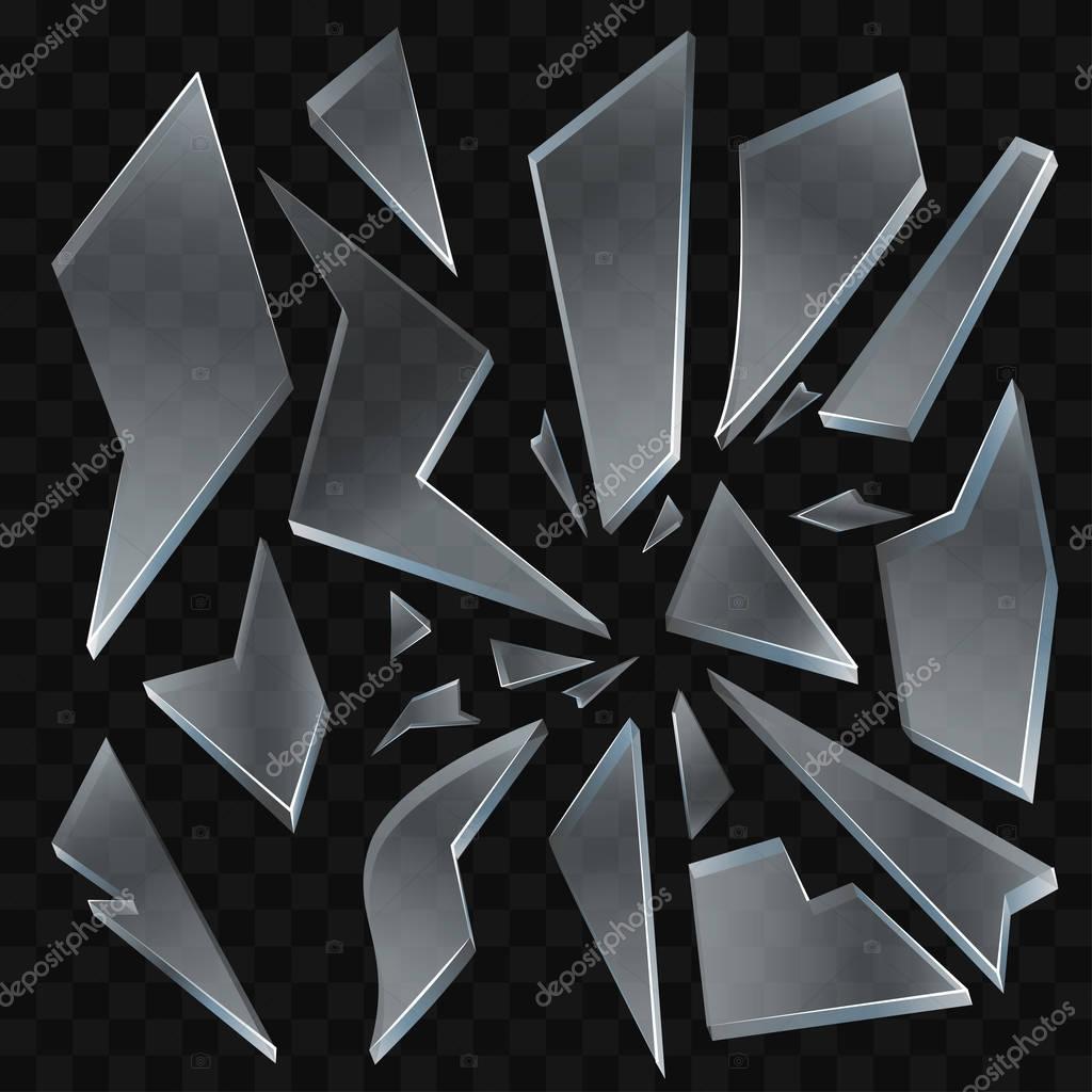 Fragmentos de vidrio roto - vector moderno realista aislado clip art 2022