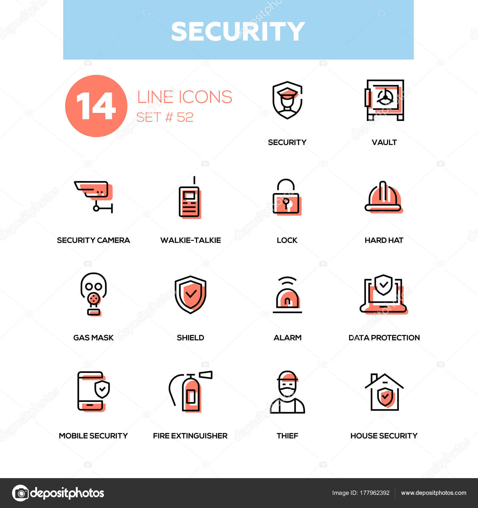 Business concept, security - line design icons set Stock Vector by ...