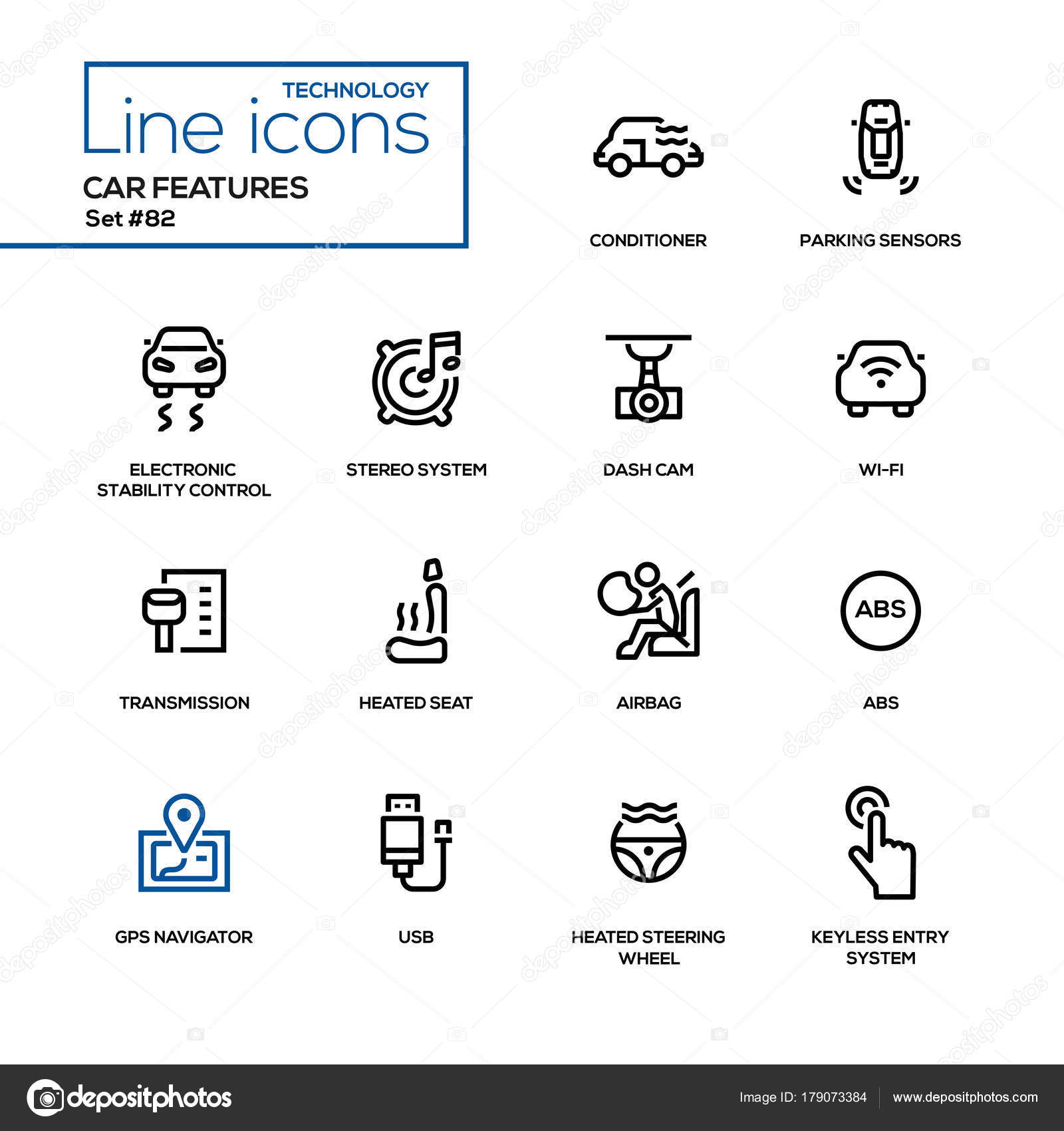 Car features - line design icons set — Stock Vector © Boyko.Pictures ...