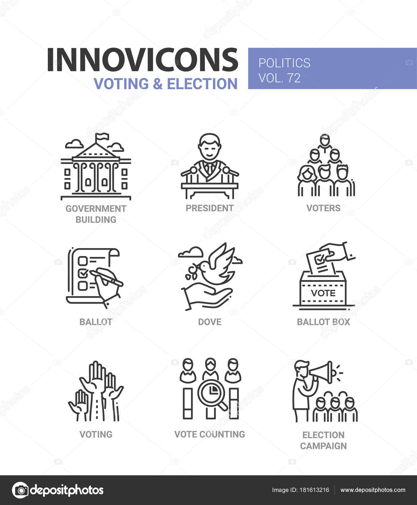 Voting and election - set of modern thin line design icons Stock Vector ...