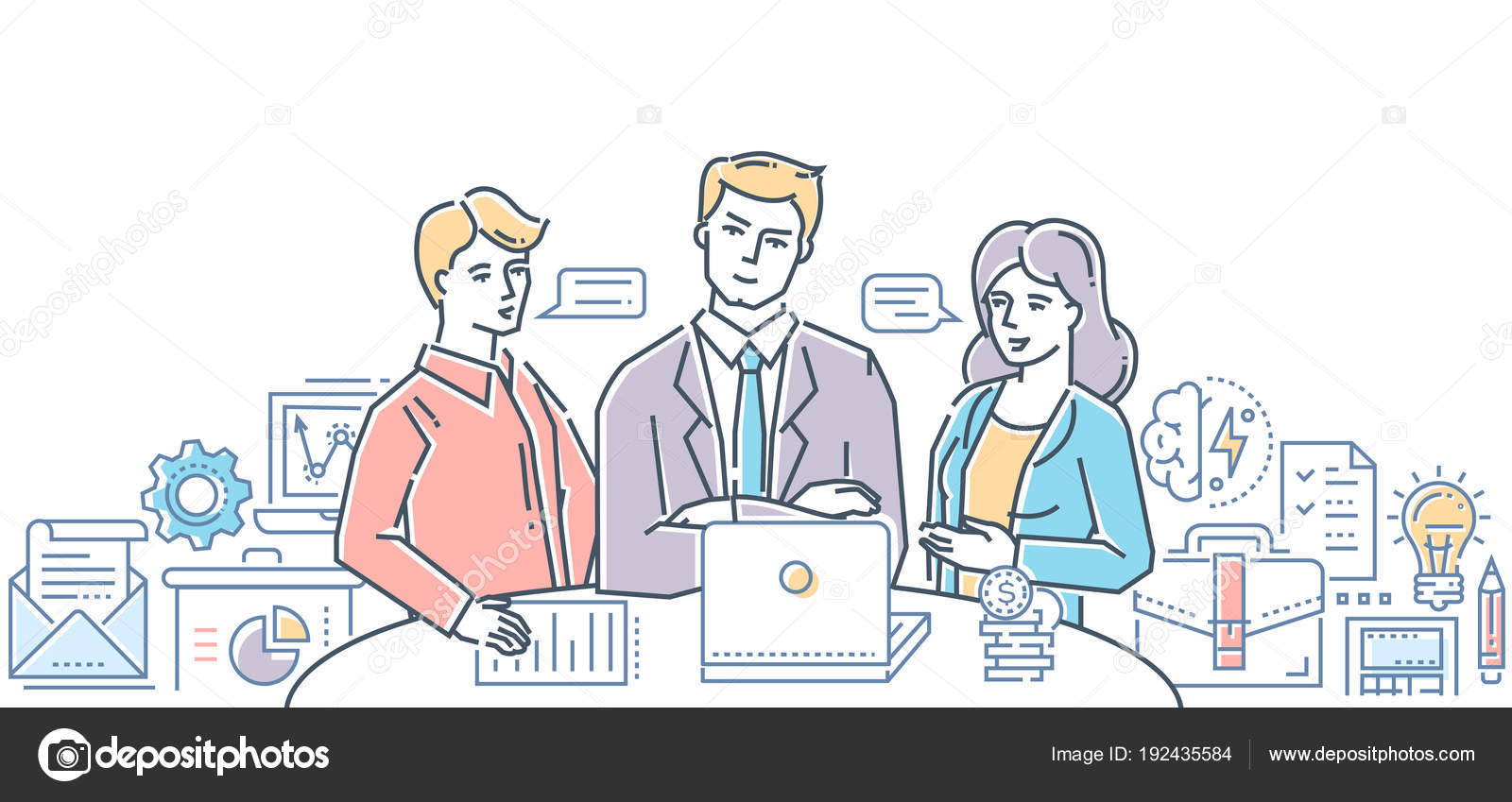 Reunión de negocios con jefe - diseño plano moderno estilo colorido ...