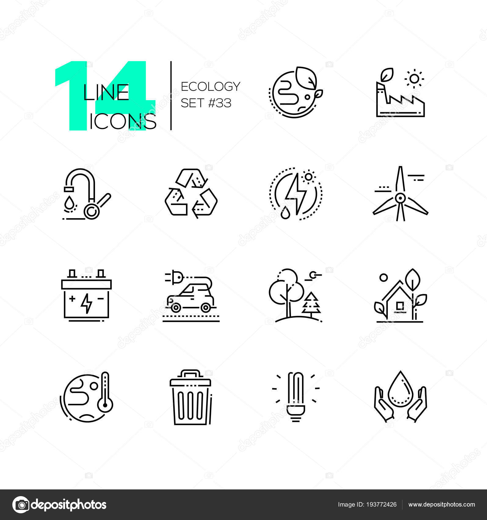 Ecology - set of line design style icons Stock Vector Image by ©Boyko ...