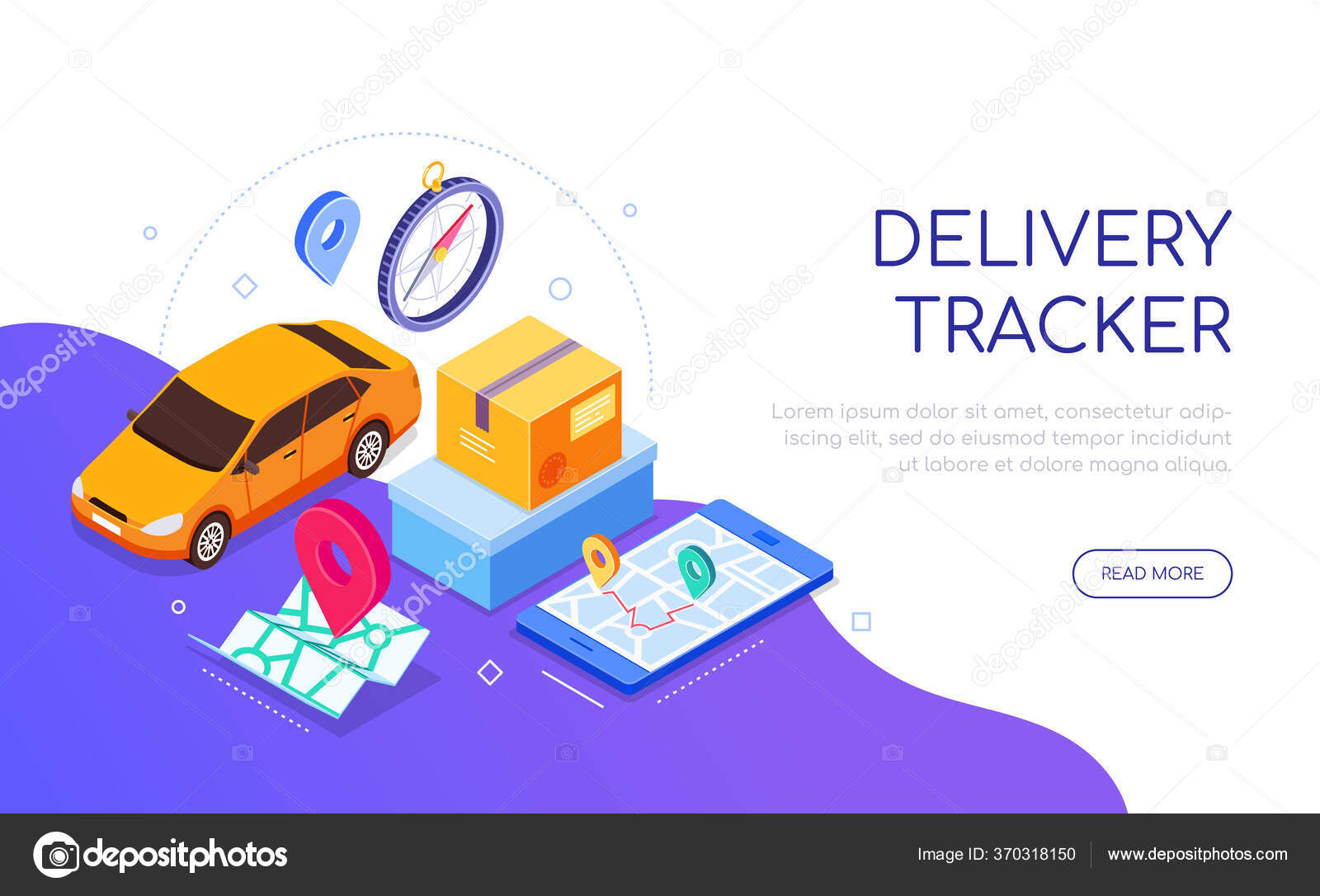Delivery tracker service - modern colorful isometric web banner Stock ...