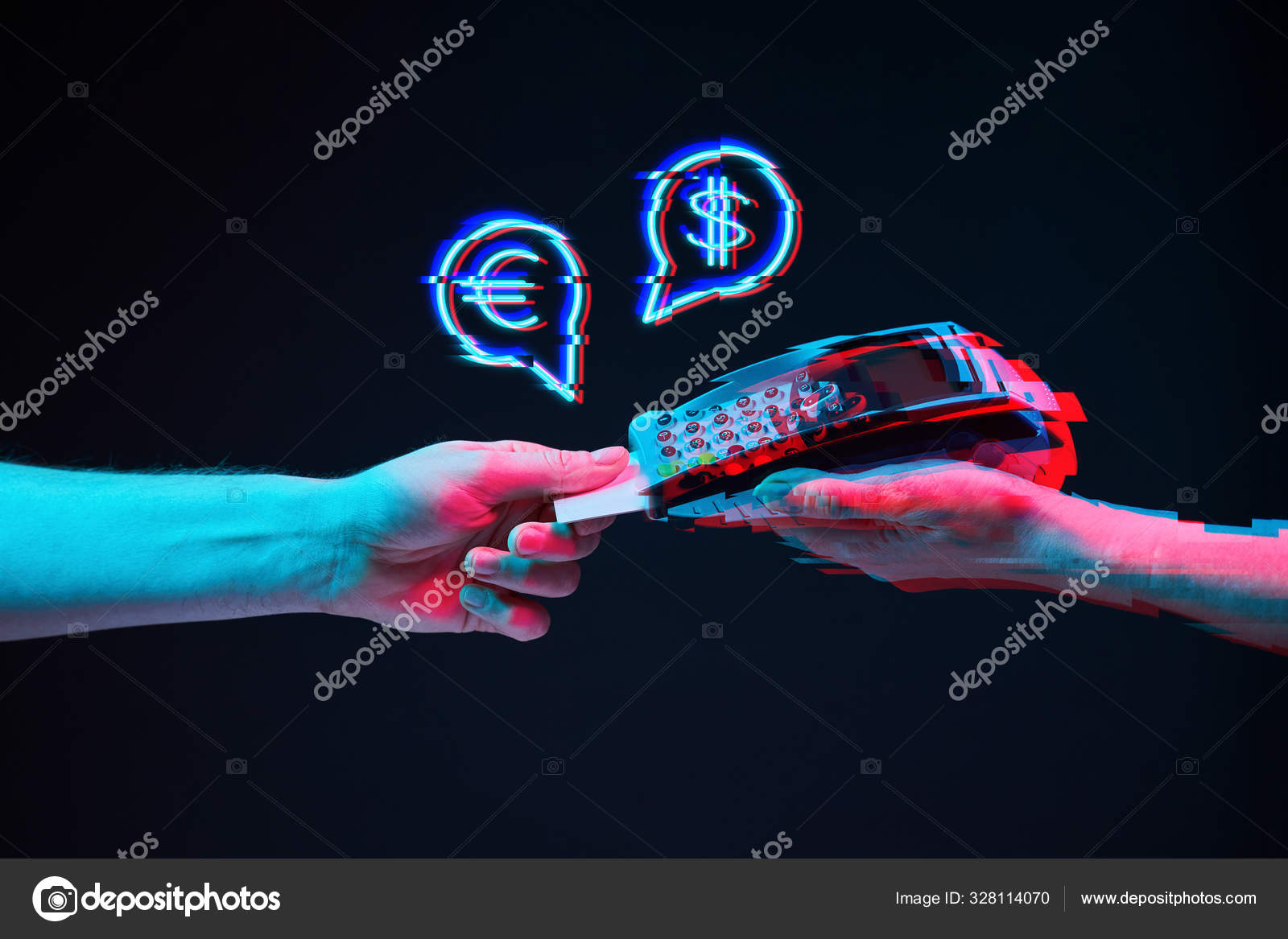 Wireless payment card via pin pad. Image with glitch effect — Stock Photo © nuclear_lily #328114070