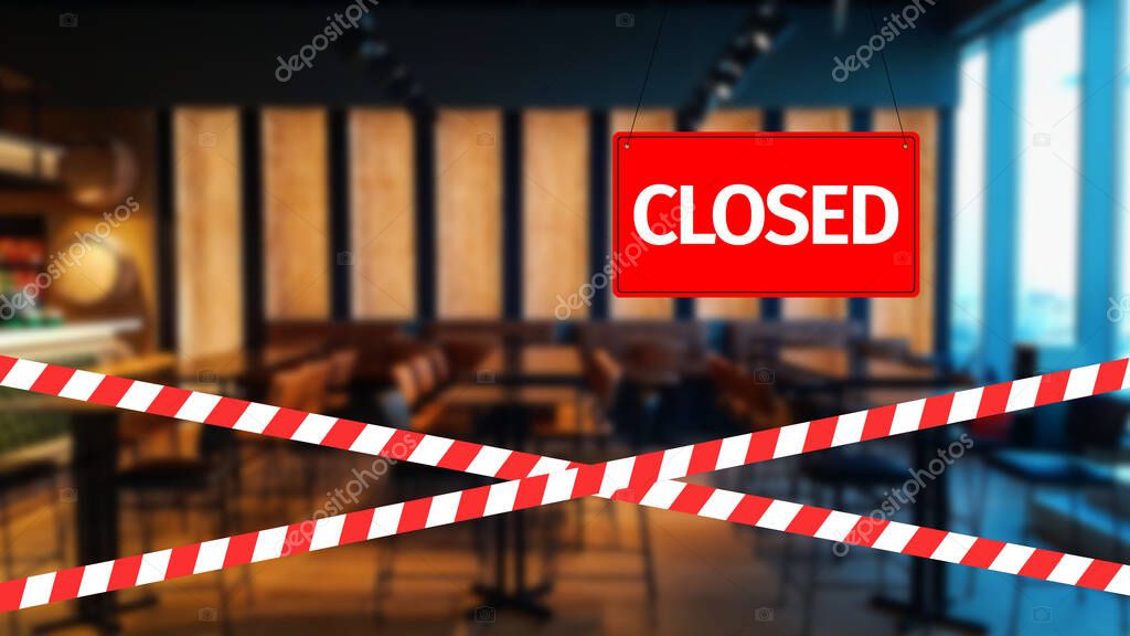 Cerrado debido a una pandemia. Los locales de la cafetería están ...