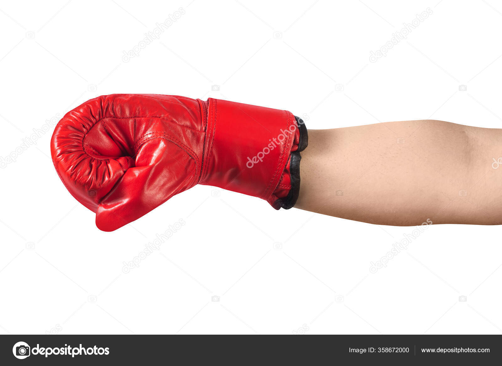 Photo Male Hand Red Boxing Glove Isolated White Background Side — Stock ...