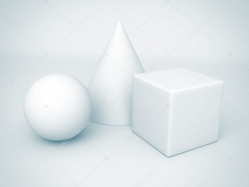White basic geometric shapes. — Stock Photo © VERSUSstudio #127756392