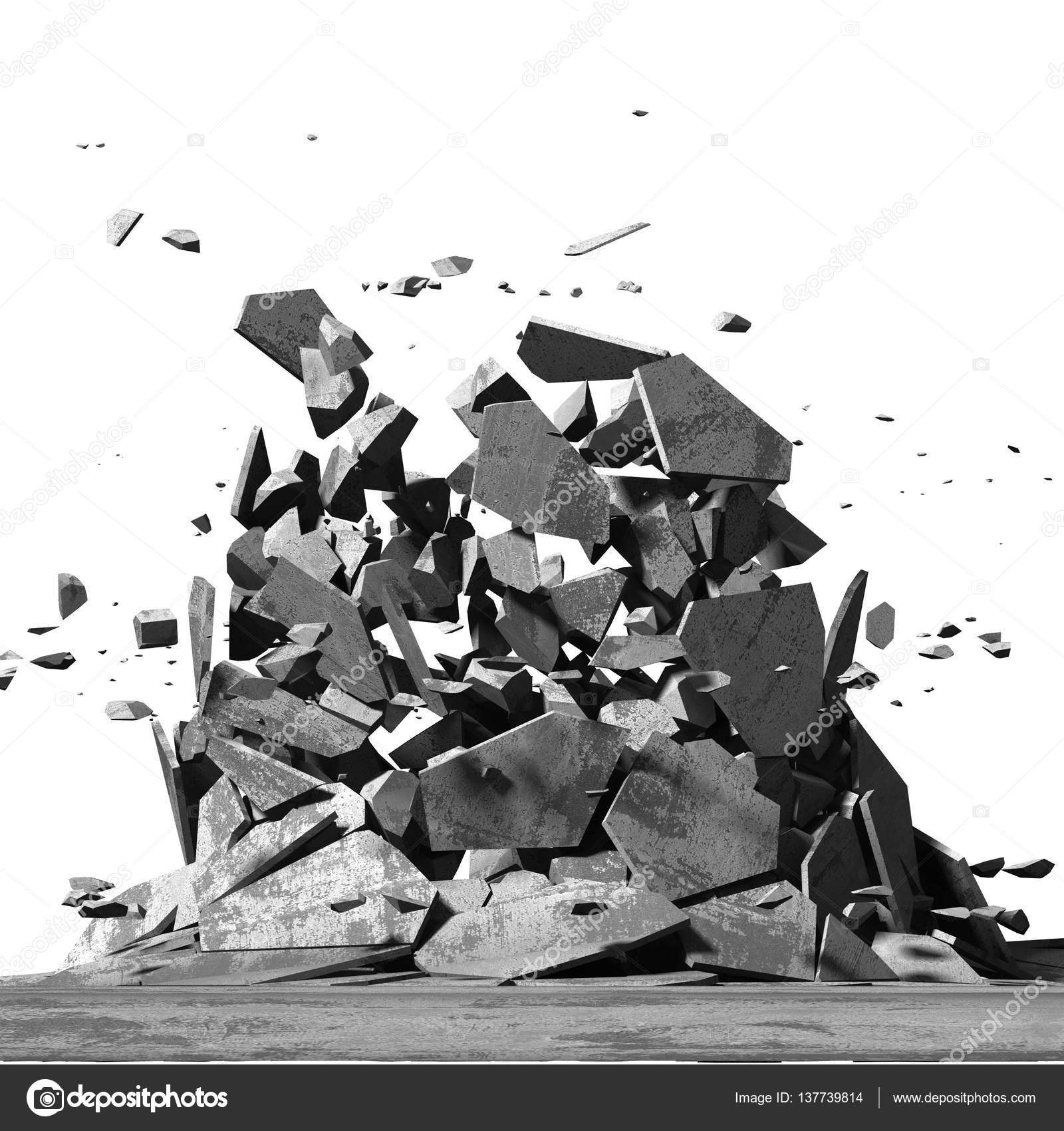 Concrete chaotic fragments of explosion — Stock Photo © VERSUSstudio ...