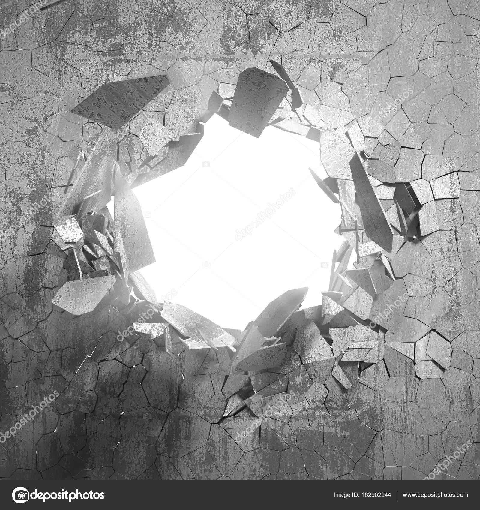 Hole in broken concrete wall — Stock Photo © VERSUSstudio #162902944