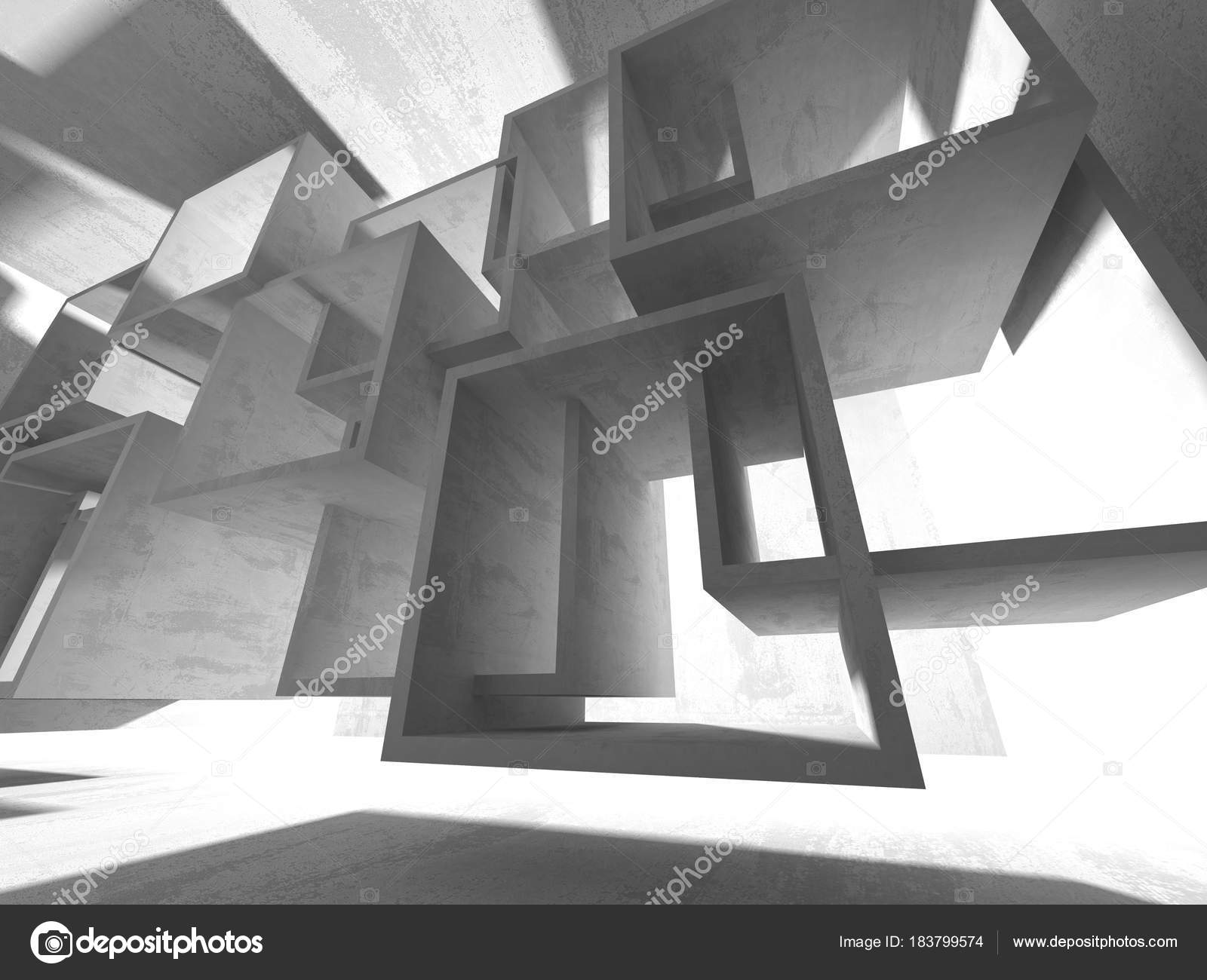 Abstract Geometric Concrete Architecture Background Render Illustration ...