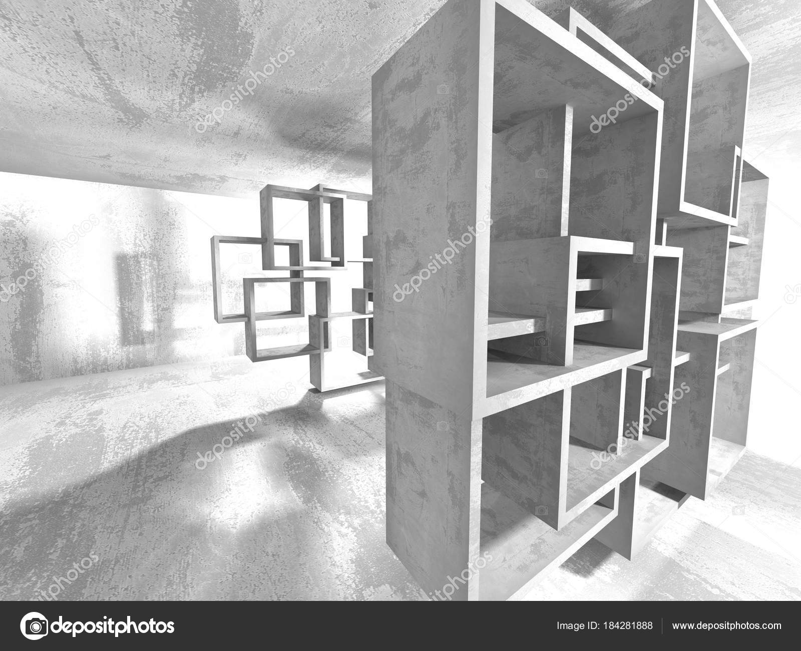 Abstract Geometric Concrete Architecture Background Render Illustration ...