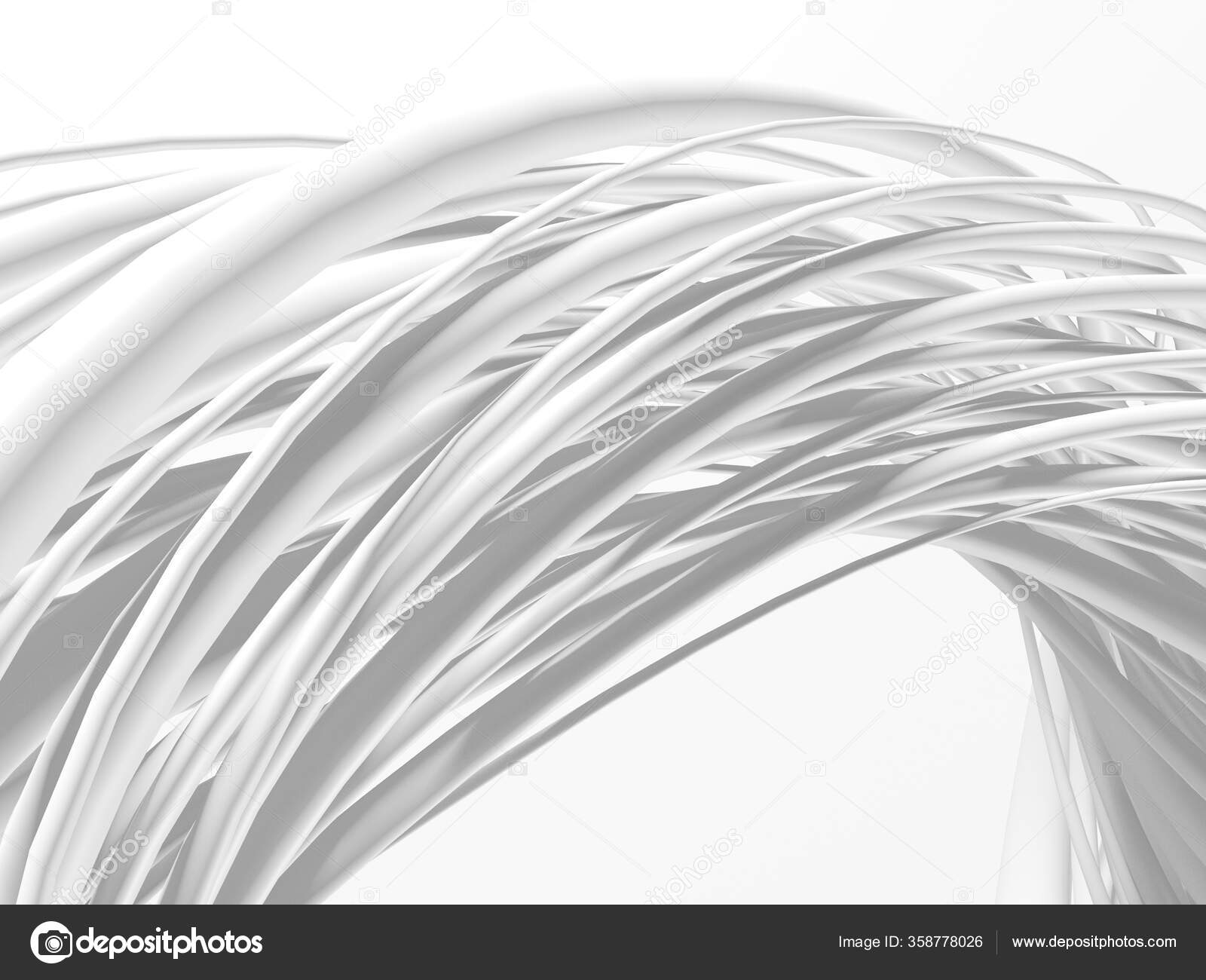 White Abstract Tubes Wavy Background Render Illustration Stock Photo by ...