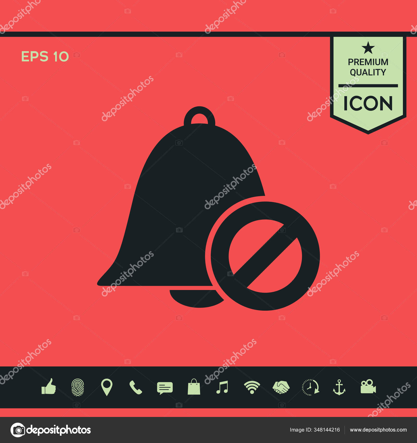 Bell Icon Prohibition Sign Stop Symbol — Stock Vector © sssheina #348144216