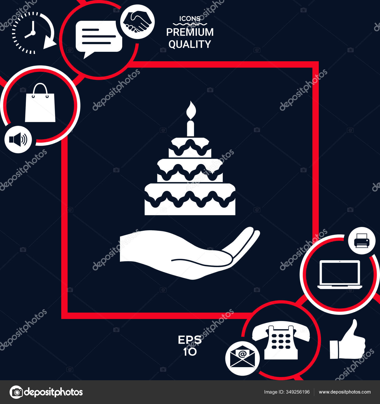 Hand Holding Cake Icon Signs Symbols Graphic Elements Your Design ...
