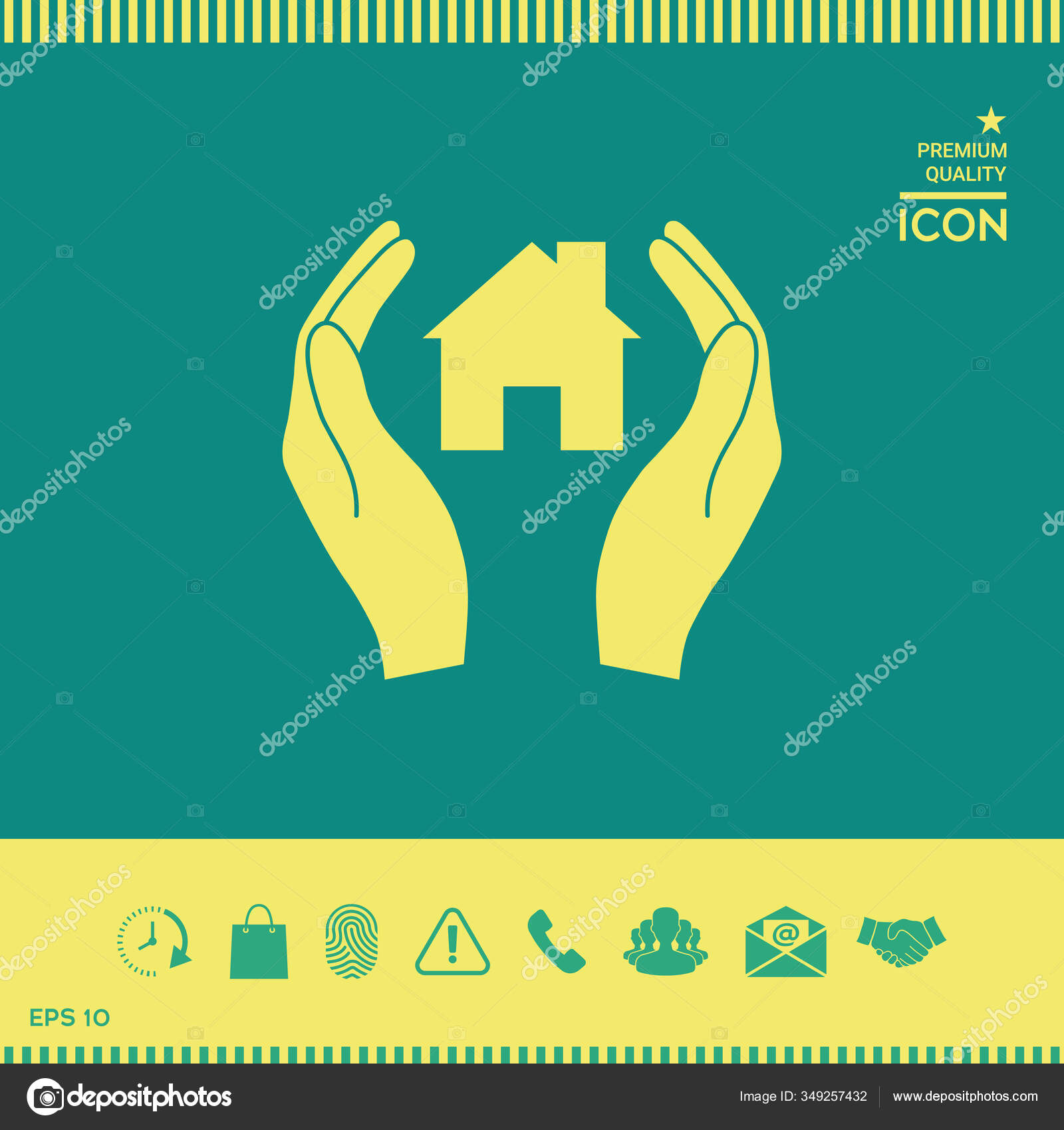 Hands Holding Home Signs Symbols Graphic Elements Your Design — Stock ...