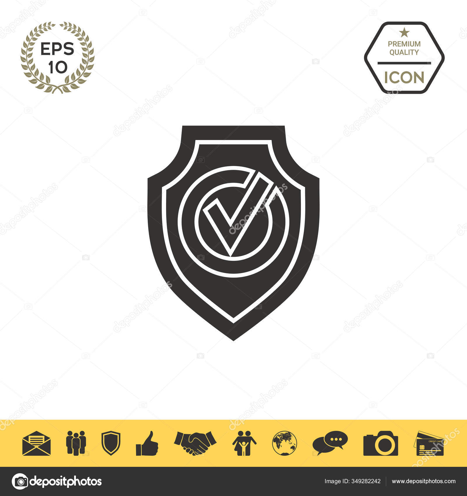 Shield Check Mark Icon Signs Symbols Graphic Elements Your Design ...