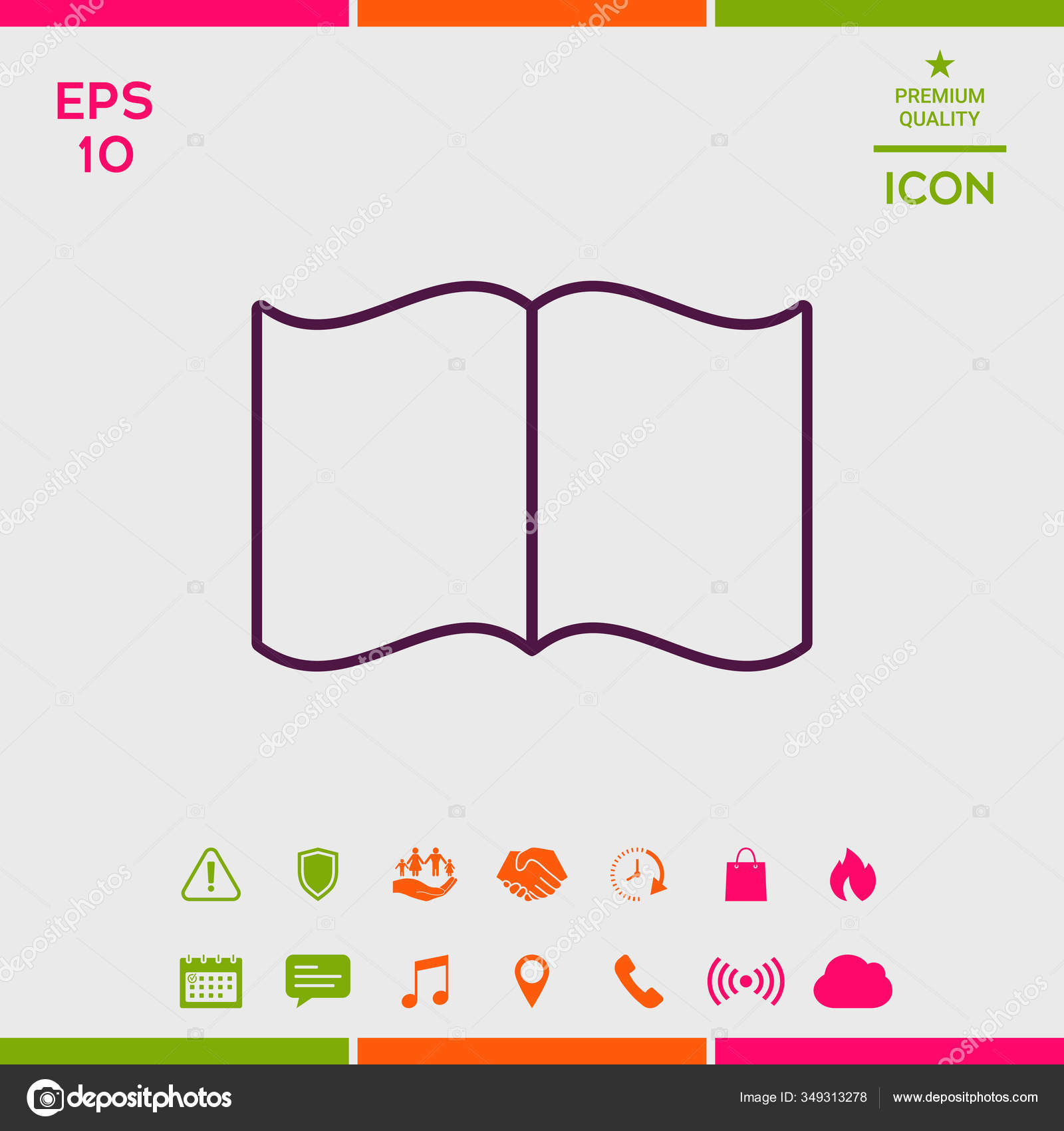 Open Book Symbol Icon Signs Symbols Graphic Elements Your Design ⬇ ...