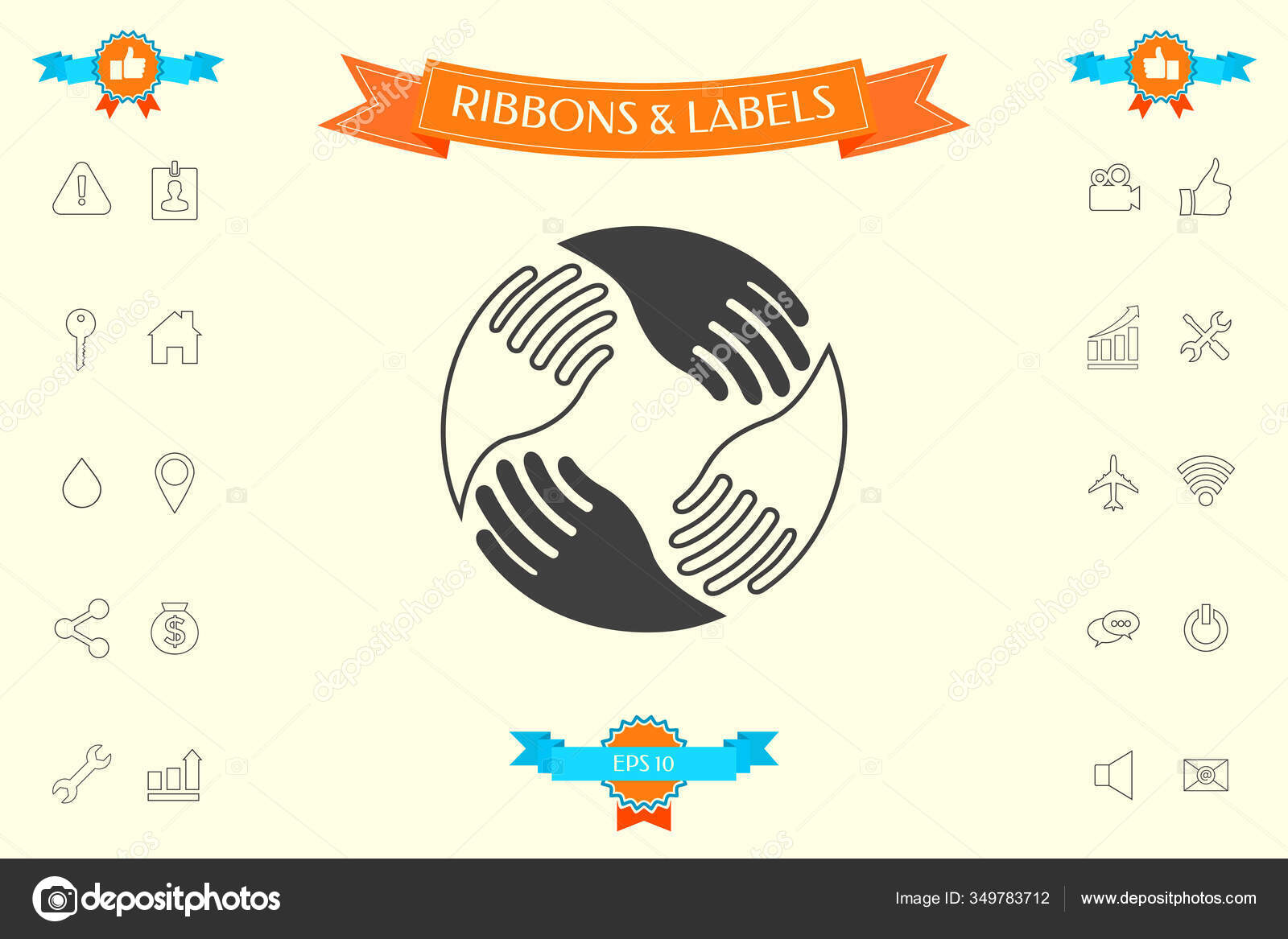 Teamwork Hands Human Connection Logo Signs Symbols Graphic Elements ...