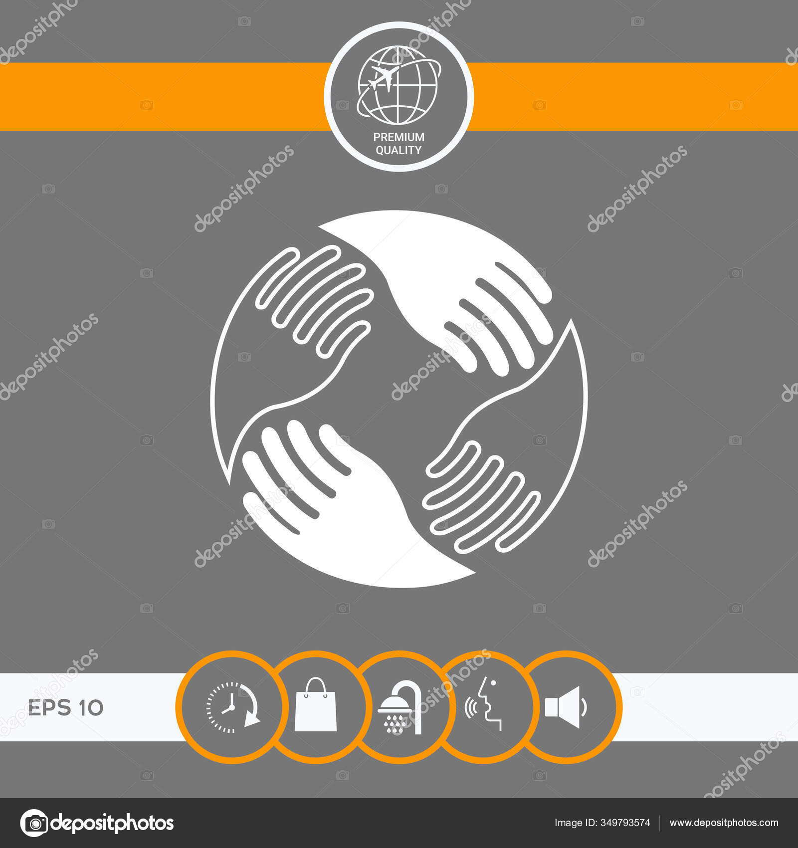 Teamwork Hands Human Connection Logo Signs Symbols Graphic Elements ...