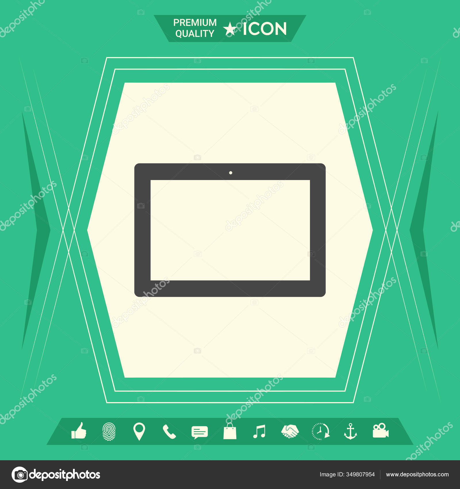 Computer Tablet Blank Screen Icon Element Your Design — Stock Vector ...