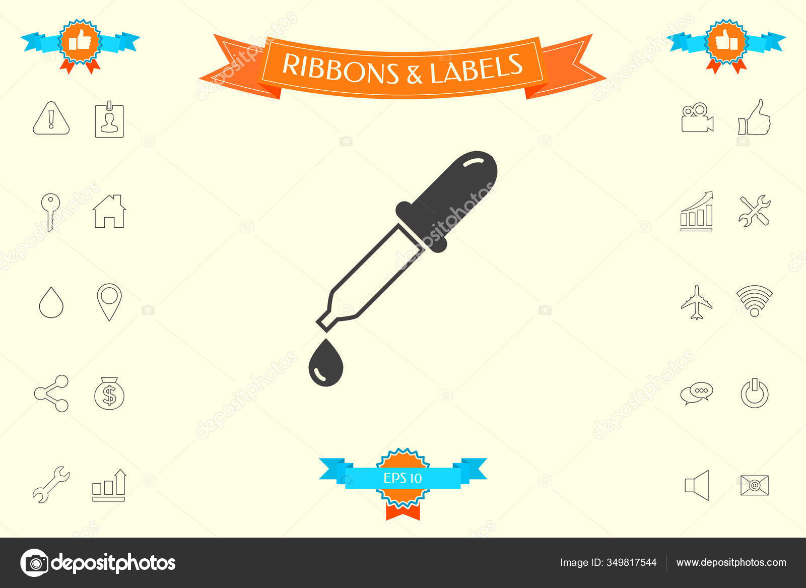 Pipette Icon Drop Signs Symbols Graphic Elements Your Design — Stock ...