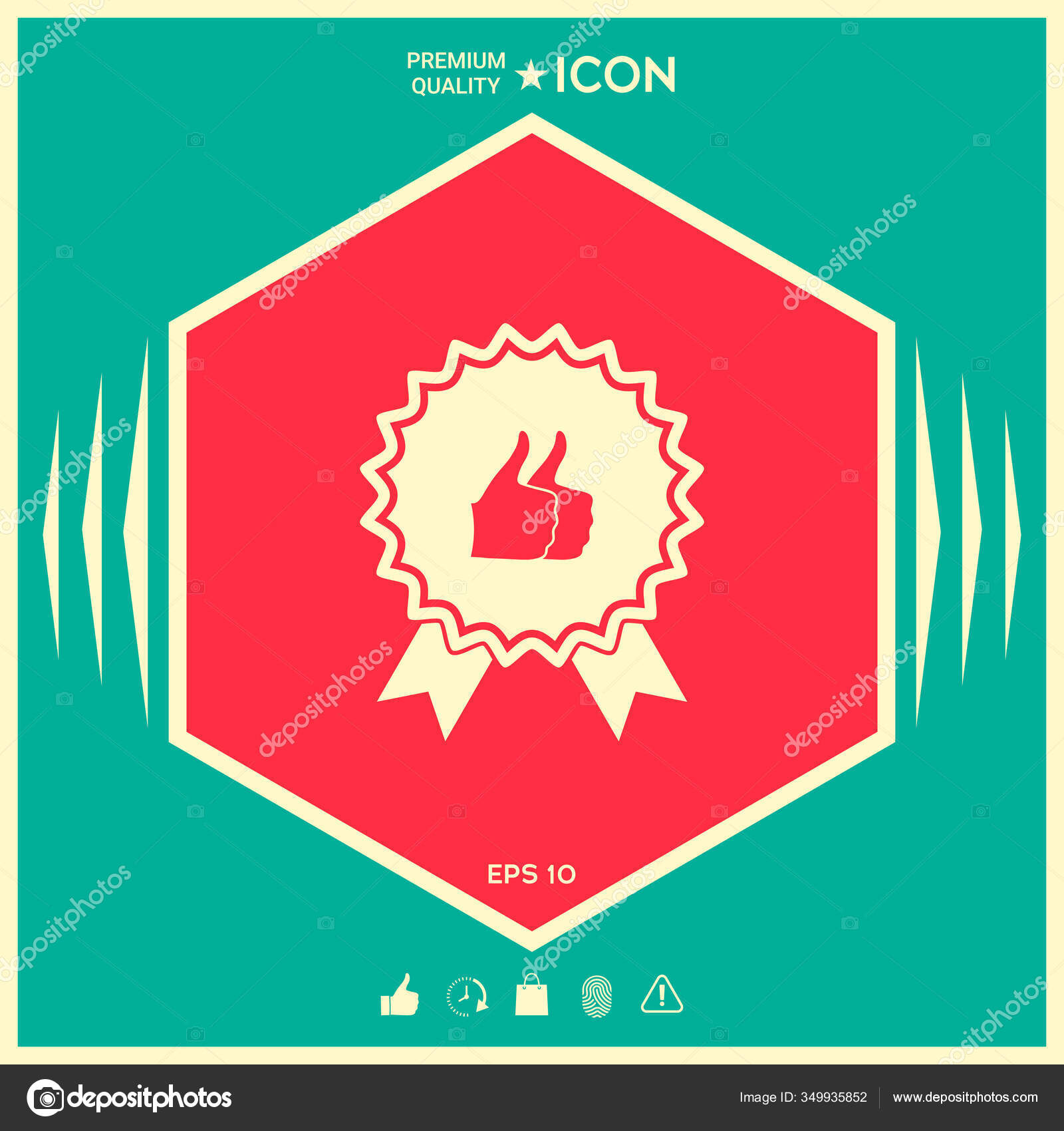 Two Symbols Thumb Gesture Label Ribbons Thumb Icon Highest Score ...