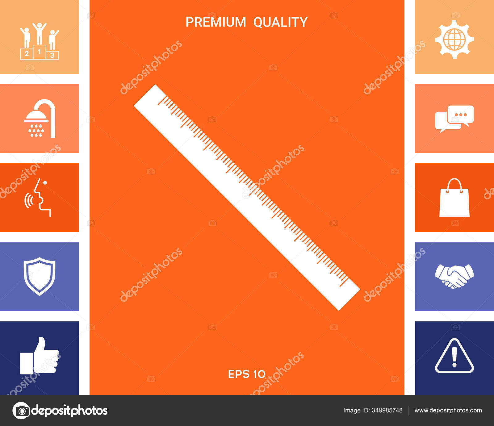 Long Ruler Icon Signs Symbols Your Designt — Stock Vector © sssheina ...