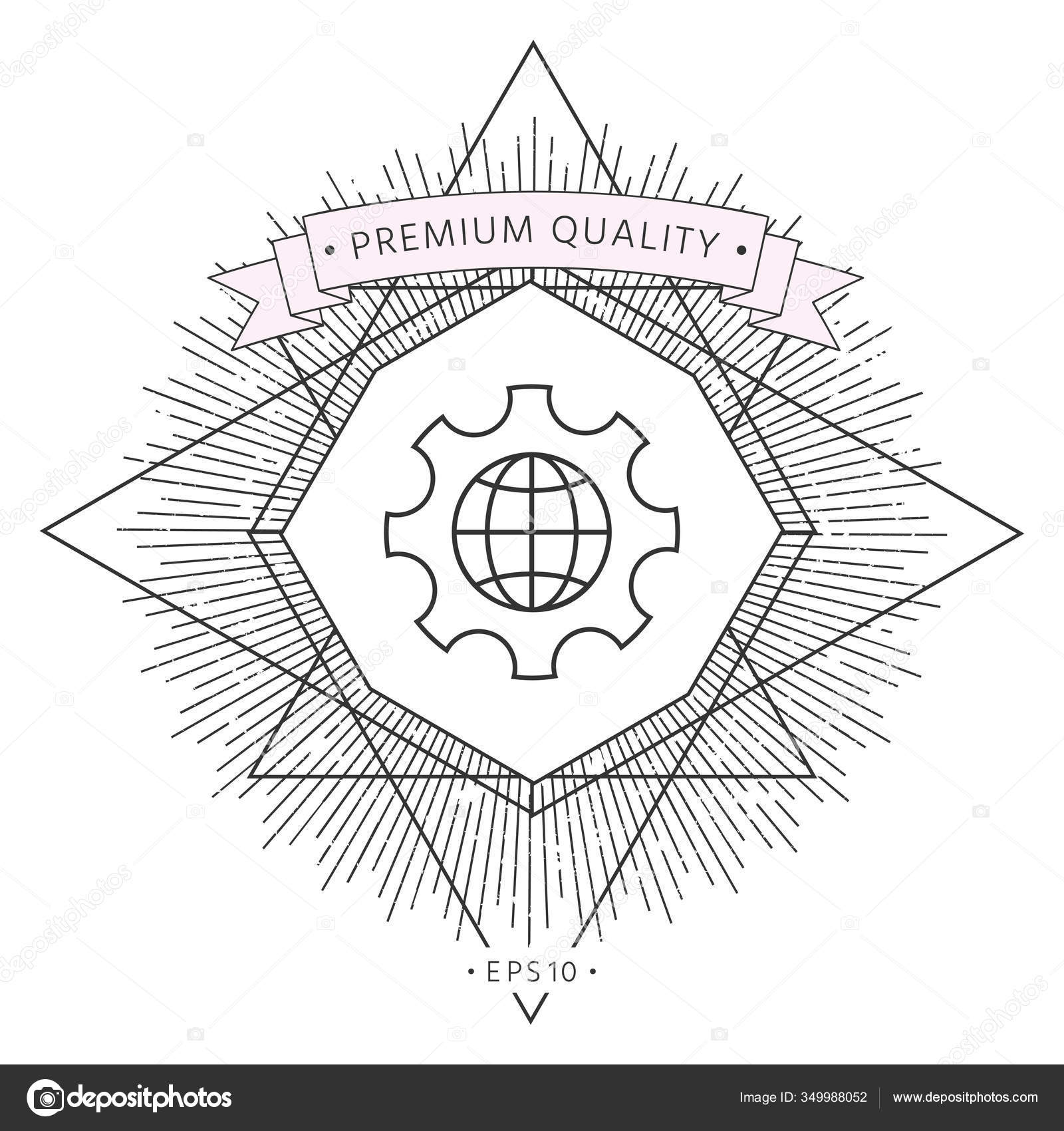 Globe Earth Gear Cog Setting Parameters Global Options Line Icon ...