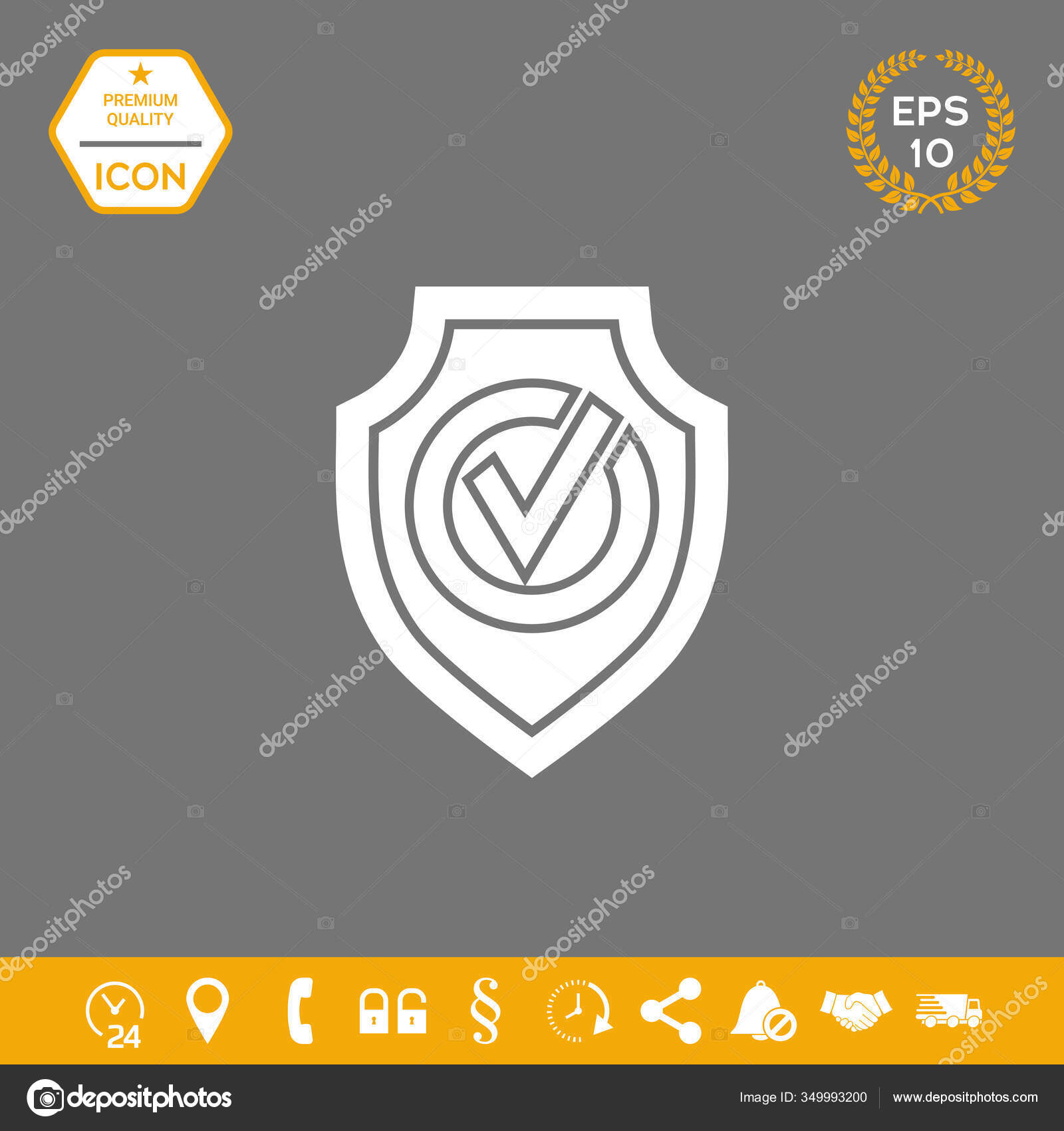 Shield Check Mark Icon Signs Symbols Graphic Elements Your Design ...
