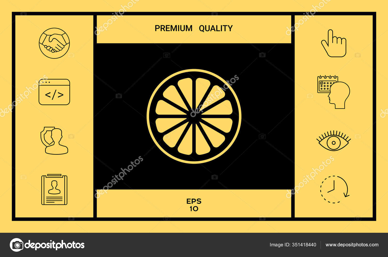 Slice Lemon Orange Other Citrus Fruit Icon Signs Symbols Your — Stock ...